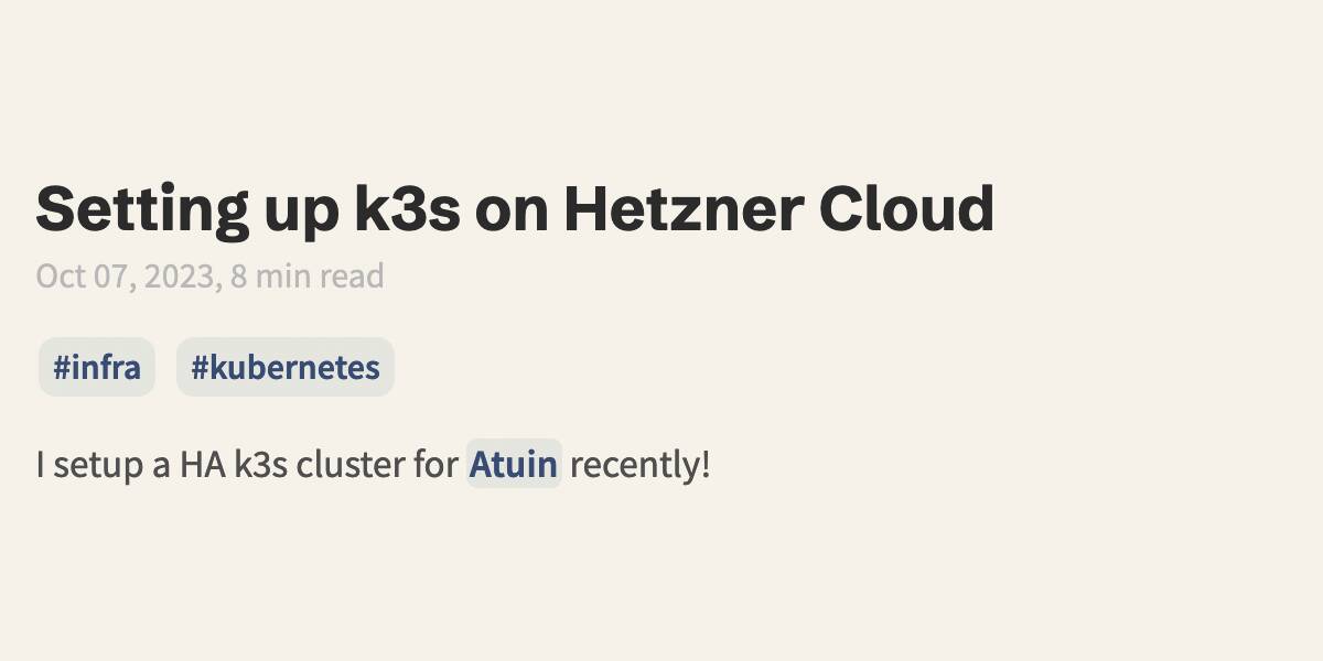 Setting up k3s on Hetzner Cloud